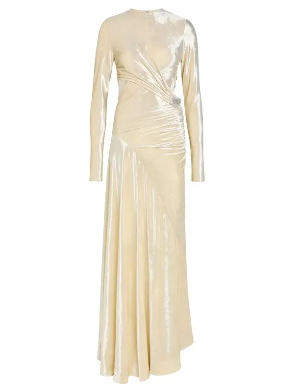 Rabanne Embellished Velour Gown - Beige