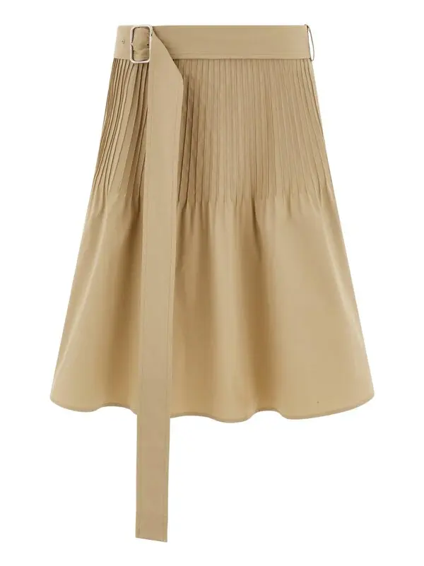 FERRAGAMO Pleated Silk-cotton Blend Skirt - Beige