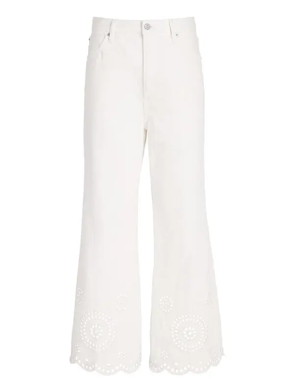 FRAME The Eyelet High-rise Flared Jeans - White