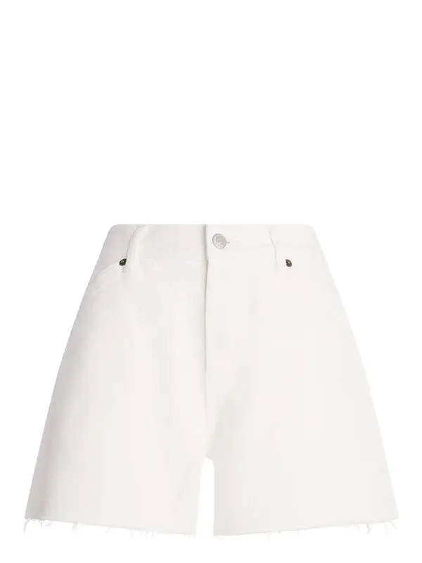 Still Here Relaxed Fit Denim Shorts With Raw Edge Hem - White