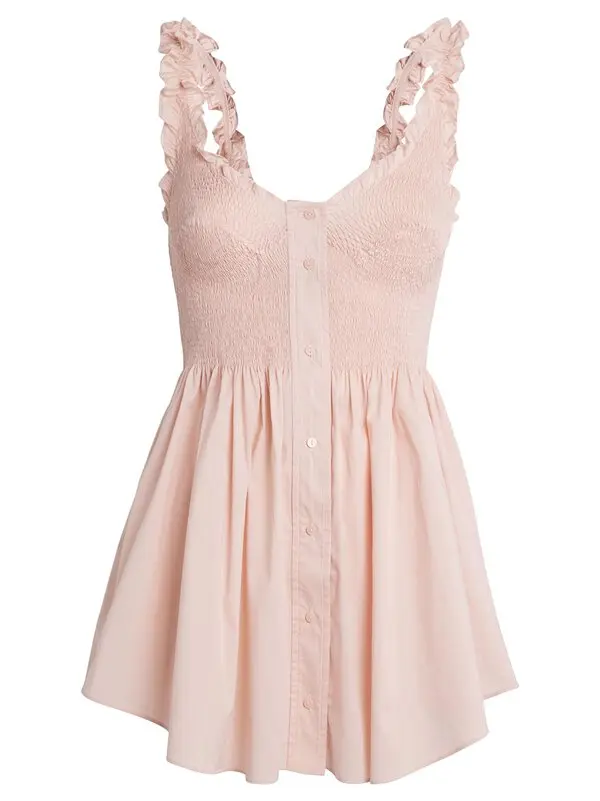 SKIMS Cotton-blend Smocked Mini Dress - Pink
