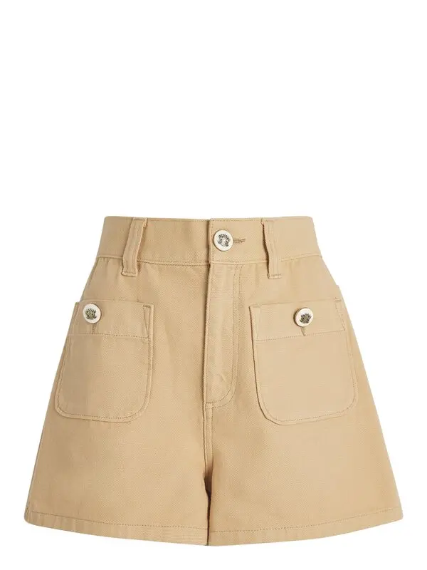 Sandro Dyed Denim Shorts With Retro Pockets - Beige