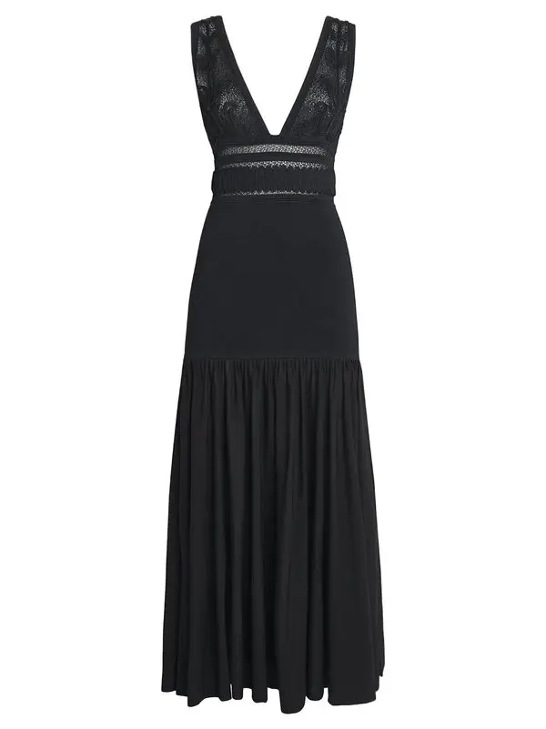 Sandro Knitted V-neck Maxi Dress - Black