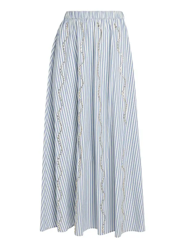 Sandro Rhinestone Stripe Maxi Skirt - Blue