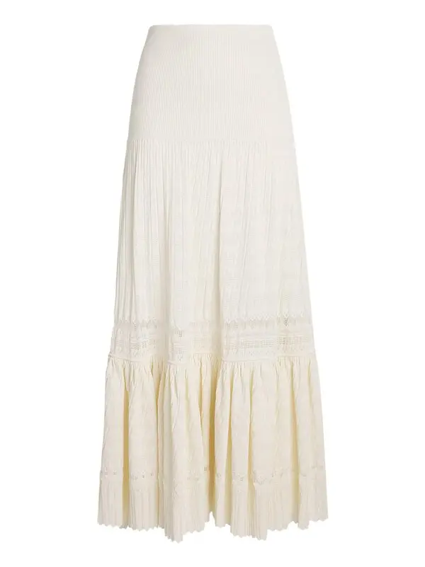 Sandro Knit Flared Maxi Skirt - Beige