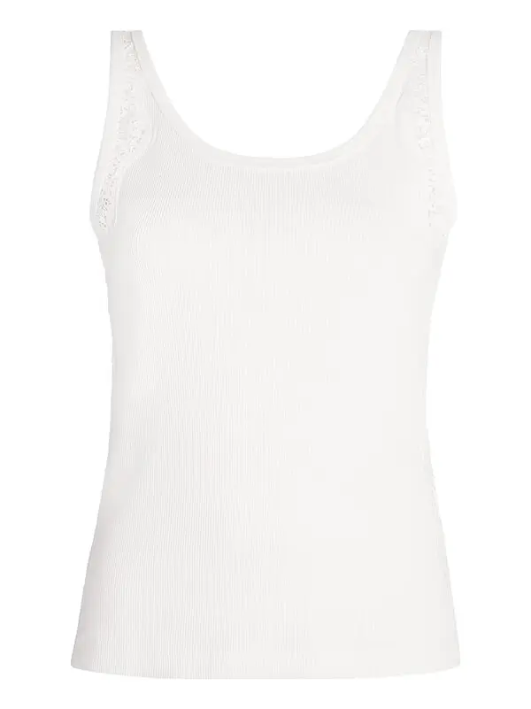 Sandro Cotton Lace-trimmed Slim Tank Top - Beige