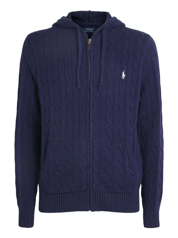 Polo Ralph Lauren Cotton Cable-knit Zip-up Hoodie - Blue
