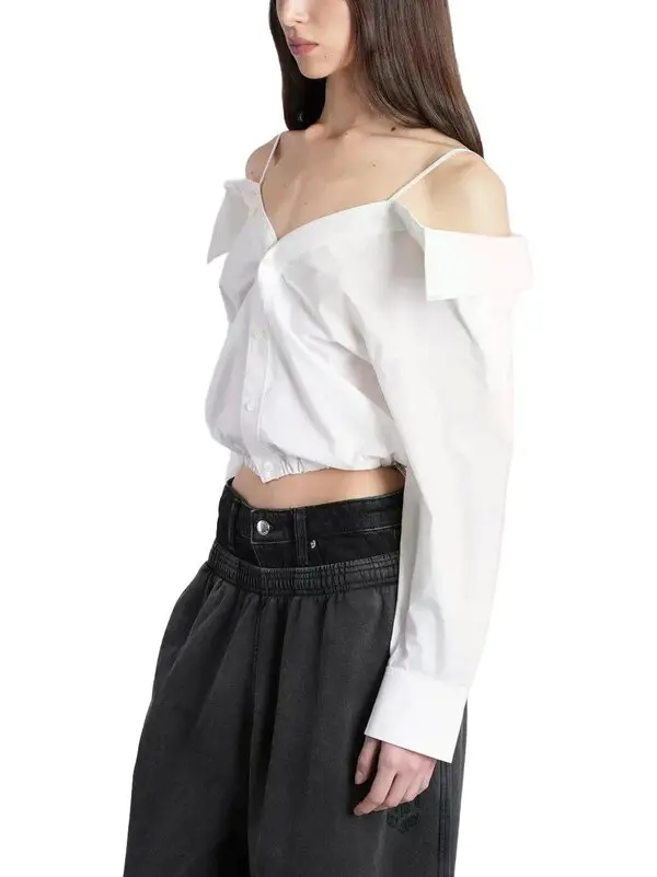 Alexander Wang Off-shoulder Cropped Shirt - White