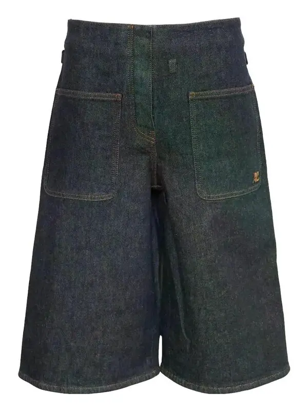 COURREGES Logo-embroidered Paneled Denim Shorts - Blue