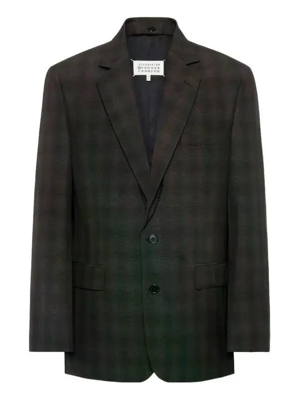 MAISON MARGIELA Folded Collar Wool Blazer - Brown