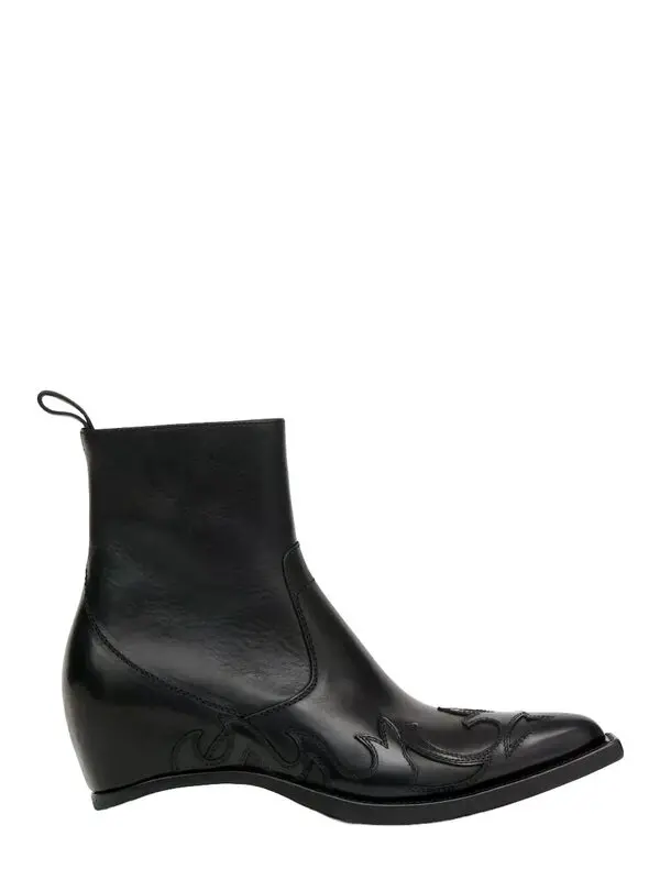 MAISON MARGIELA Flame Embroidered Cowboy Boots - Black