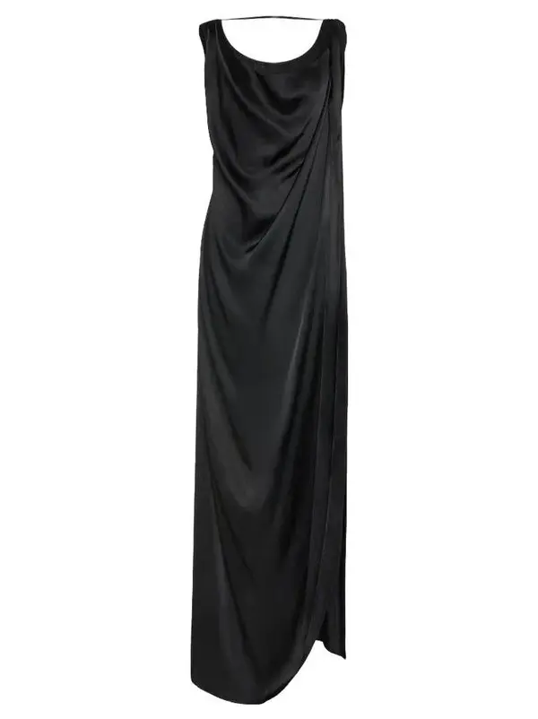 MAISON MARGIELA Satin Draped Maxi Dress - Black