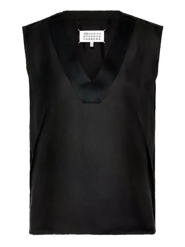 MAISON MARGIELA Bonded Creases Sleeveless V-neck Top - Black