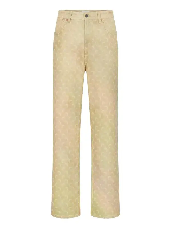MARINE SERRE Moon Print Faded Jeans - Neutrals