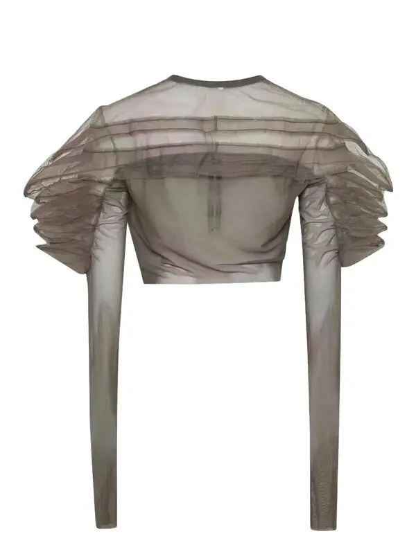 Rick Owens Sheer Ruffled Top - Brown