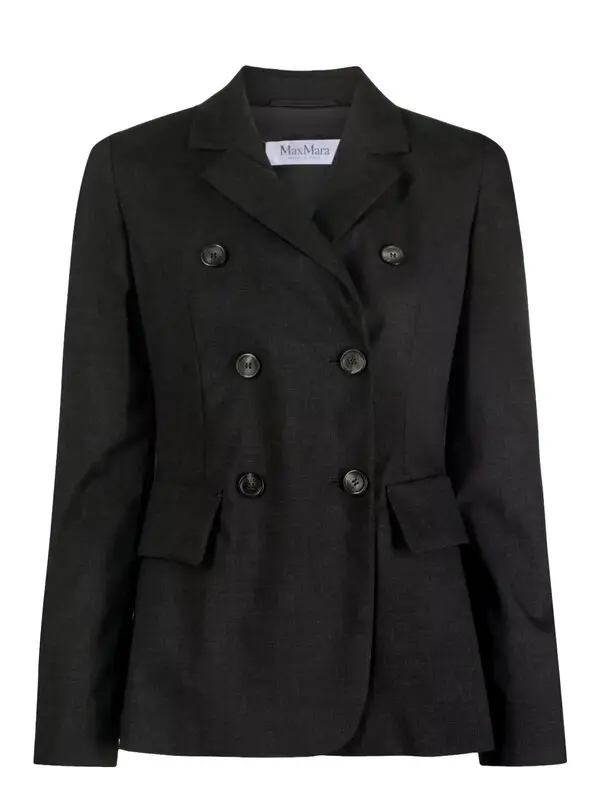 Max Mara Virgin Wool Double-breasted Blazer - Grey