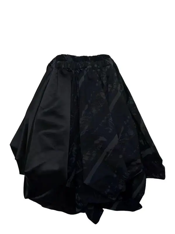Comme Des Garçons Abstract Print Gathered Skirt - Black