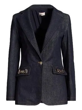 OLTRE Single-breasted Denim Blazer - Blue