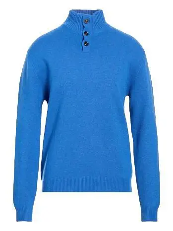 WOOL & CO Mélange Buttoned Neckline Sweater - Blue