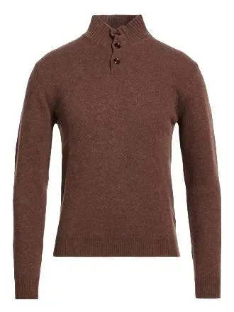 WOOL & CO Mélange Buttoned Neckline Sweater - Brown
