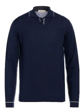 WOOL & CO Merino Wool Sweater With Buttoned Neckline - Navy