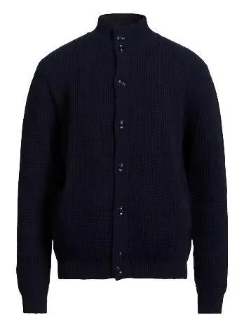 WOOL & CO Solid Color Wool And Polyamide Cardigan - Navy