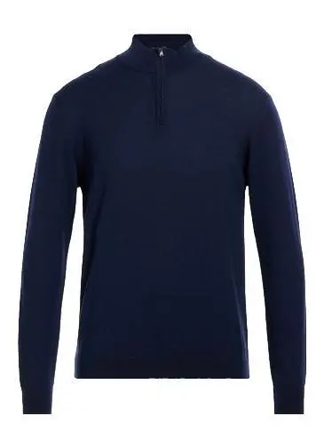 WOOL & CO Merino Wool Turtleneck With Quarter Zip - Navy