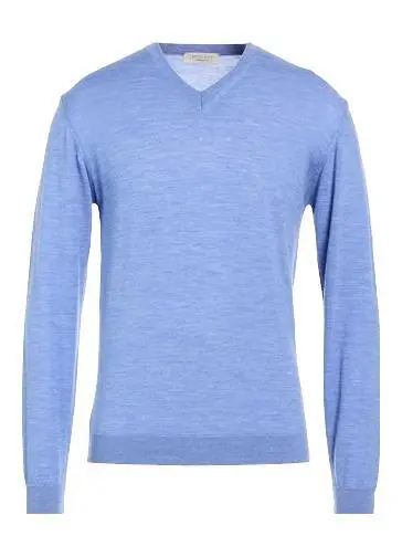WOOL & CO Merino Wool V-neck Sweater - Blue