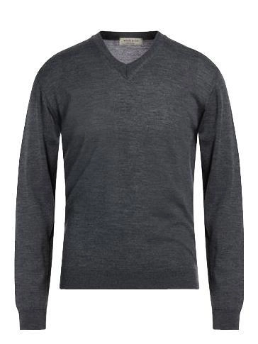WOOL & CO Merino Wool V-neck Sweater - Charcoal