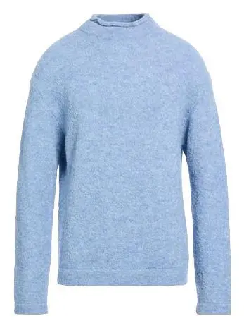 DANIELE FIESOLI Light Melange Turtleneck In Baby Alpaca Wool And Merino Wool Blend - Blue