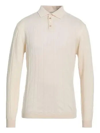 WOOL & CO Long Sleeve Merino Wool Polo Sweater - White