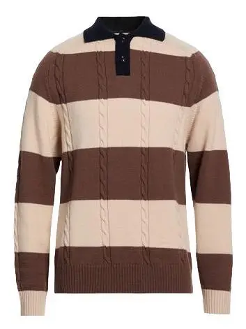 WOOL & CO Merino Wool Sweater With Buttoned Neckline - Beige