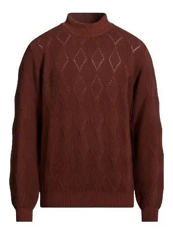 WOOL & CO Chocolate Merino Wool Turtleneck Sweater - Brown