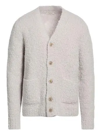 WOOL & CO Cream Merino Wool & Recycled Polyamide Bouclé Cardigan - White