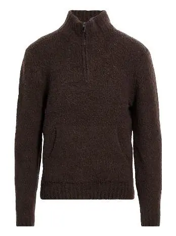 DANIELE FIESOLI Merino Wool Blend Bouclé Half-zip Sweater - Brown