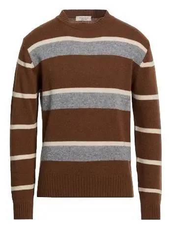 WOOL & CO Wool Striped Crewneck Sweater - Camel