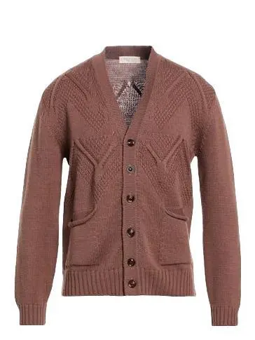 WOOL & CO Light Brown Merino Wool Button-front Cardigan - Beige