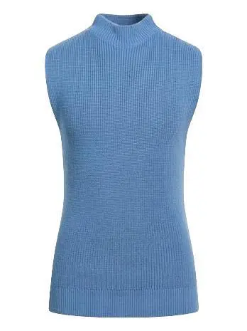 DANIELE FIESOLI Danielle Fiesoli Sleeveless Mock Neck Sweater In Merino Wool And Acrylic - Blue