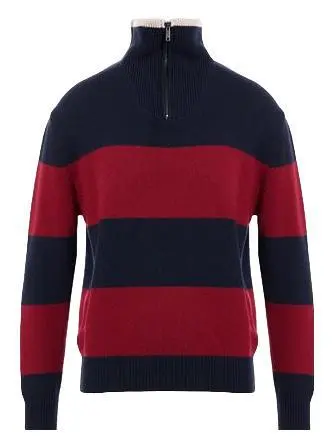 DANIELE FIESOLI Striped Merino Wool And Polyamide Half-zip Pullover - Blue