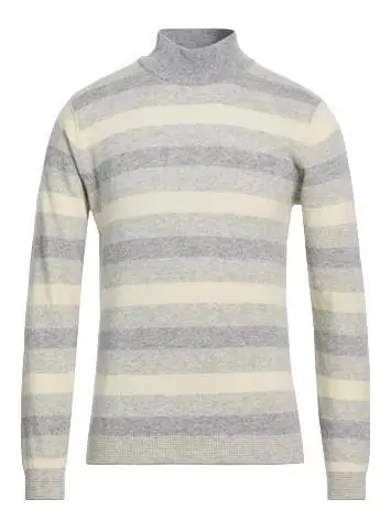 WOOL & CO Light Wool, Polyamide, And Cashmere Striped Turtleneck - Grey