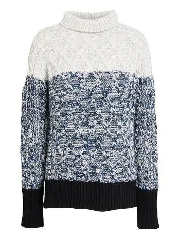 MOORER Wool And Cashmere Blend Intarsia Knit Turtleneck Sweater - Blue