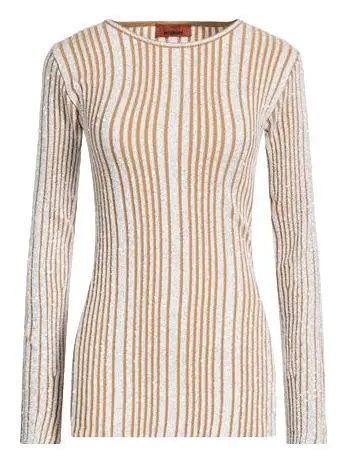 Missoni Sequined Ribbed Knit Crewneck Sweater - Sand
