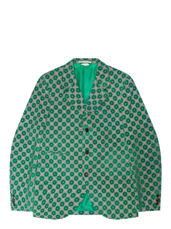 Comme Des Garçons Floral-print Three-button Blazer - Green