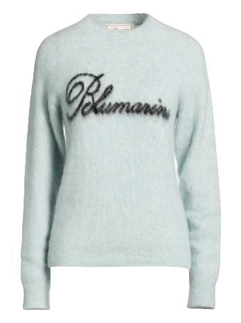 Blumarine Sweater With Embroidered Logo - Turquoise