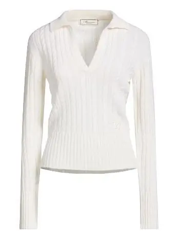 Blumarine Wool & Cashmere Polo Sweater - White