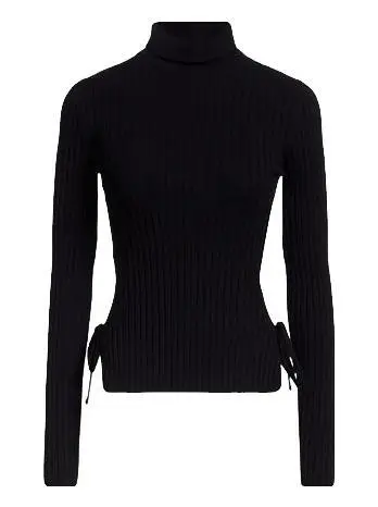 Blumarine Ribbed Knit Turtleneck With Side Slits - Black