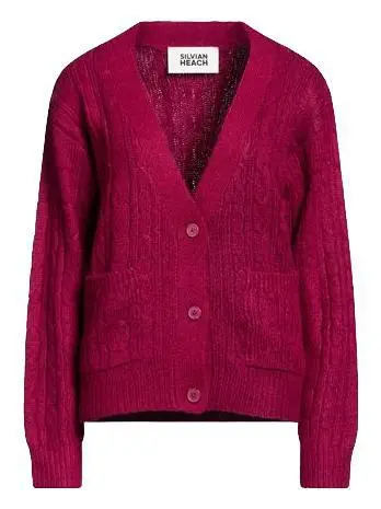 SILVIAN HEACH Garnet Acrylic, Polyester, Nylon, Wool Blend Cable-knit Cardigan - Red