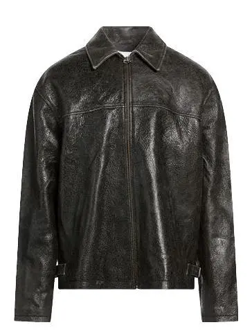 Guess Dark Lambskin Leather Jacket - Brown