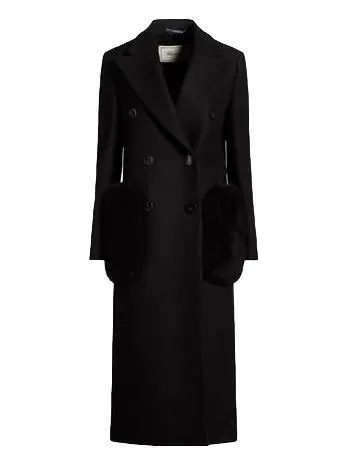 Blumarine Wool And Polyamide Double-breasted Coat - Black