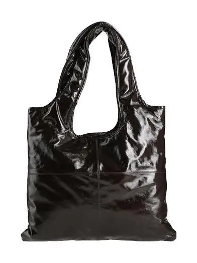 ALYSI Dark Chocolate Patent Leather Maxi Shopper Bag - Brown